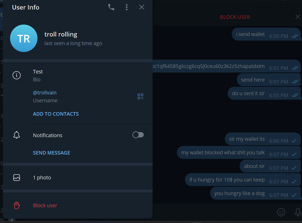 carefully with scammer with bot service @trollvain this scammer he use ...